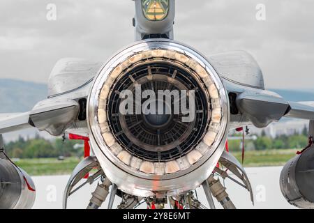 The exhaust of the fighter jet. Jet plane nozzle Stock Photo - Alamy