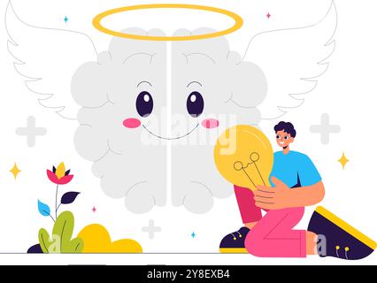 Positive Thoughts Vector Illustration featuring a Positive Mindset ...