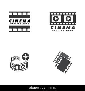 Film strip cinema abstract logo with film equipment and two star, logo ...