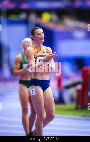 Nadine VISSER participating in the 100 meters hurdles at the World Athletics Championships in ...