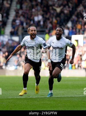 Derby County's Marcus Harness celebrates scoring their side's second ...