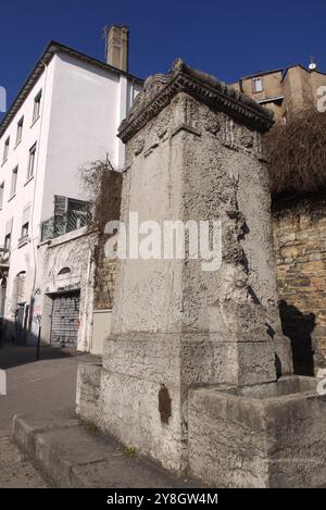 Roman remains, Trion fountain, Trion square, Lyon, France Stock Photo ...