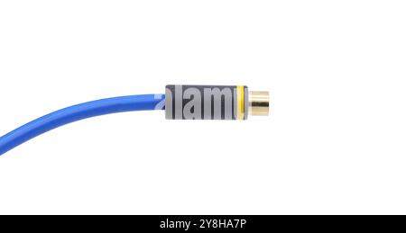 Gold colored AV cable connector isolated on white background Stock ...