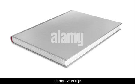 Closed book with grey hard cover isolated on white Stock Photo - Alamy