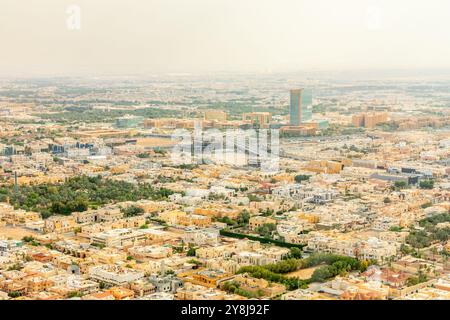 Aerial panorama of residential areas of Riyadh city with tv tower in ...
