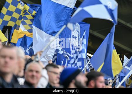 Everton fans with banners ahead of the Premier League match at Goodison ...
