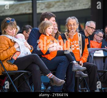 British Columbia Premier David Eby skates with his daughter Iva, 3, son ...