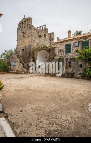 Great typical Greek monastery walls. Ruins in the Mediterranean ...