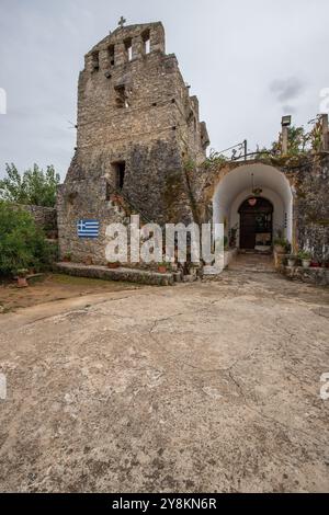Great typical Greek monastery walls. Ruins in the Mediterranean ...
