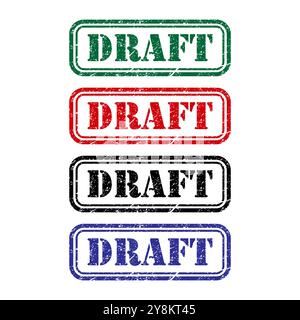 Set of Draft stamp symbol, label sticker sign button, text banner ...