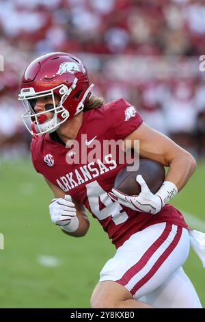 Arkansas wide receiver Isaac TeSlaa (WO41) poses for a portrait at the ...