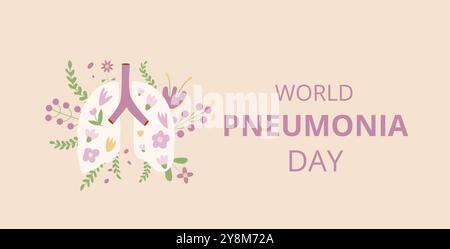 Promoting World Pneumonia Day emblem. Lungs and world map background ...