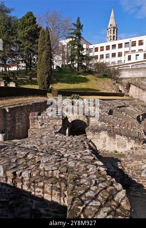 Archeology, Amphitheatre des Trois Gaules, roman ruins in Lyon, Rhone ...