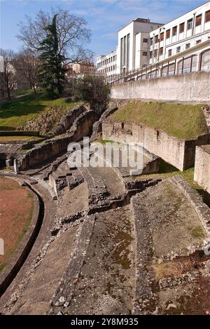 Archeology, Amphitheatre des Trois Gaules, roman ruins in Lyon, Rhone ...