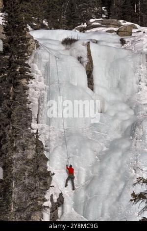 Ice Climbing Tangle Falls Alberta Canada Rocky Mountains Stock Photo ...