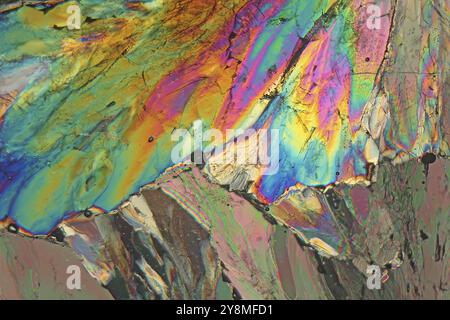Sugar crystals under the microscope and in polarised light Stock Photo ...