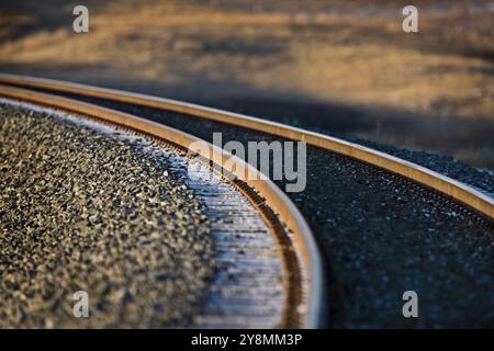 New Rail Tracks in Saskatchewan Canada curve Stock Photo - Alamy