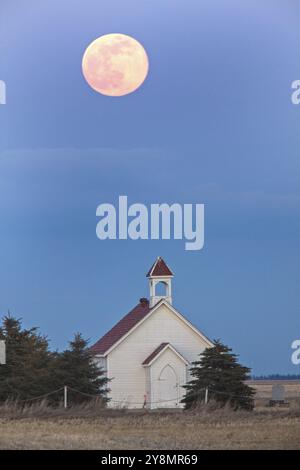 Country Church Full Moon Stock Photo - Alamy