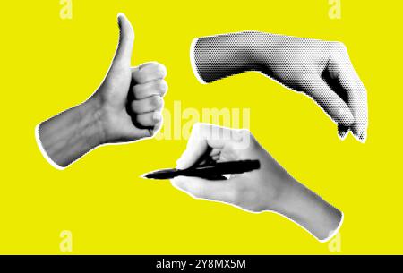 Set of halftone images of hands. Pop art retro style illustration Stock Vector Image & Art - Alamy