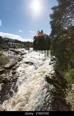 The rapids of the Falls of Dochart, on the River Dochart, just outside ...