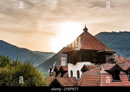 Serbian architecture of wooden buildings with beautiful natural ...