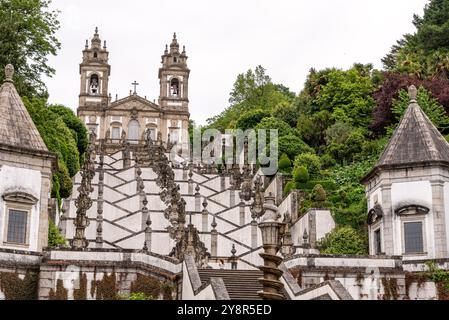 Famous scenic baroque stairway to pilgrim basilica Bom Jesus do Monte ...