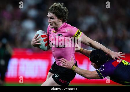 Harry Grant of the Storm scores a try during the NRL Round 1 match ...