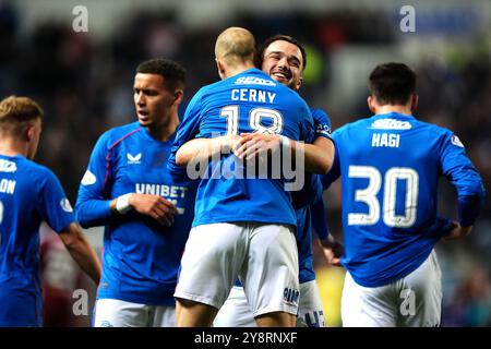 Rangers’ Vaclav Cerny (left) celebrates scoring their side's second ...