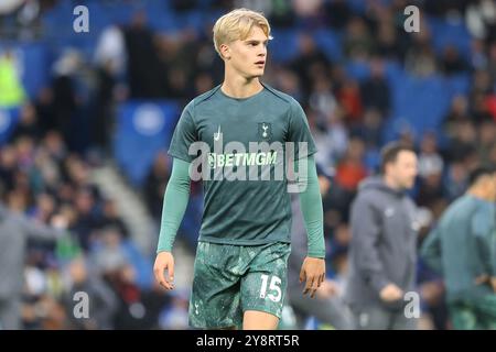 Lucas Bergvall of Tottenham Hotspur F.C. participates in the UEFA Super ...