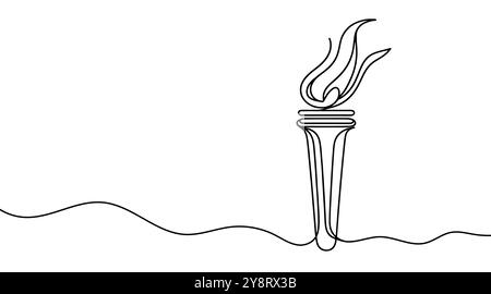 Continuous line drawing of the Olympic torch. Single line drawing of ...