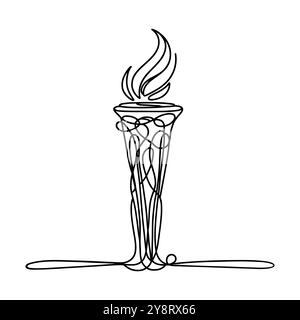 Continuous line drawing of the Olympic torch. Single line drawing of ...