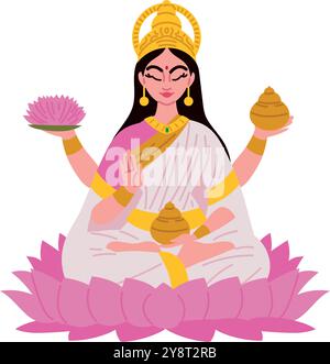 statue of goddess yamuna on lotus Stock Vector Image & Art - Alamy