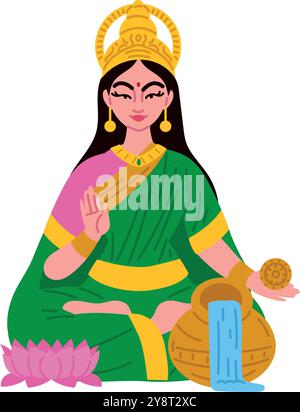 hindu goddess yamuna with lotus Stock Vector Image & Art - Alamy