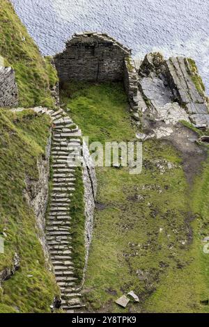 Whaligoe Steps, steep steps in the rock, lead to a historic harbour on ...