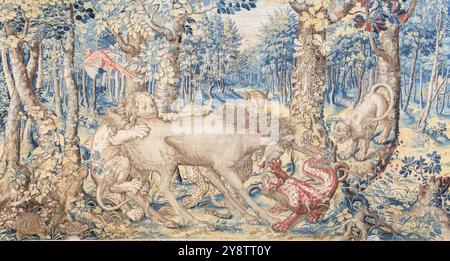 Detail of antique Italian tapestry in Borromeo Palace. Ancient ...