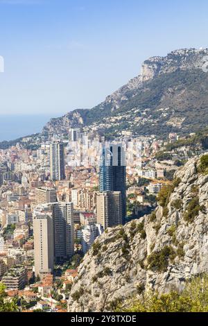 Monte Carlo - August 2022: panoramic view of the city with blue sea in ...