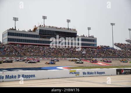 Josef Newgarden drives during an IndyCar auto race at Indianapolis ...