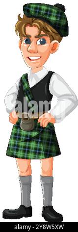 Scotland traditional attire Scottish man wearing Kilt skirt clothes ...