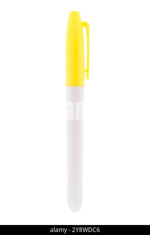Yellow permanent marker on white background Stock Photo - Alamy