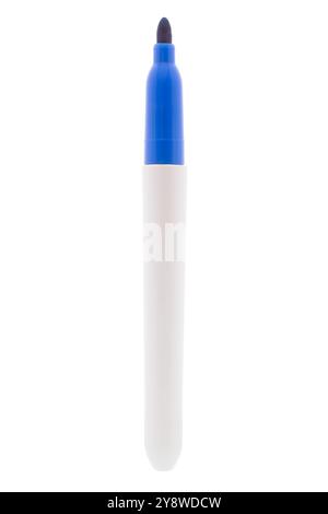 Blue permanent marker on white background Stock Photo - Alamy