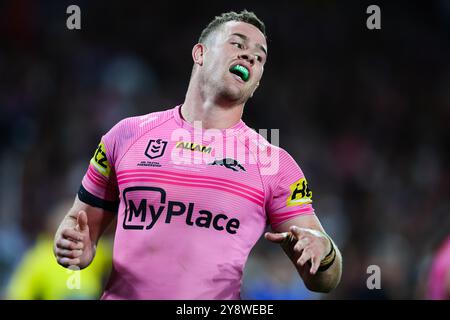 Sydney, Australia, 6 October, 2024. Liam Martin of the Panthers scores ...