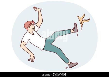 Step on banana skin. Slide fall down Vector simple. Stickman no face ...