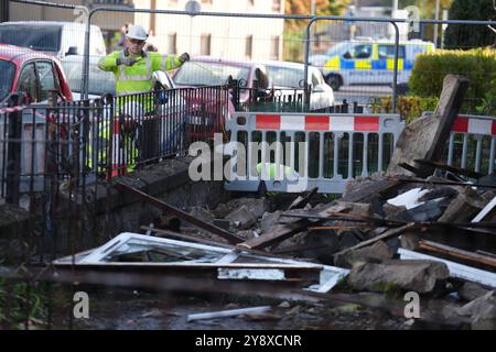 The scene at Kellie Place in Alloa, Clackmannanshire, after an ...