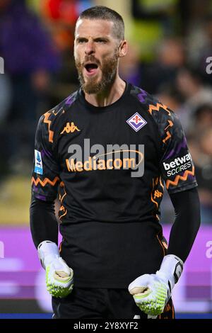 ACF Fiorentina's goalkeeper David De Gea reacts during ACF Fiorentina ...