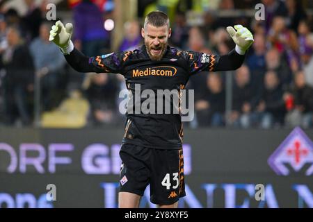 ACF Fiorentina's goalkeeper David De Gea reacts during ACF Fiorentina ...