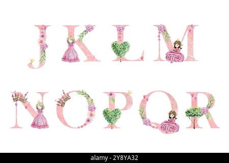 Watercolor princess letters Stock Vector Image & Art - Alamy