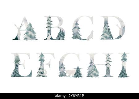 Watercolor forest letters Stock Vector Image & Art - Alamy
