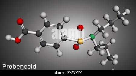 Probenecid molecule. A uricosuric agent used in the treatment of gout ...