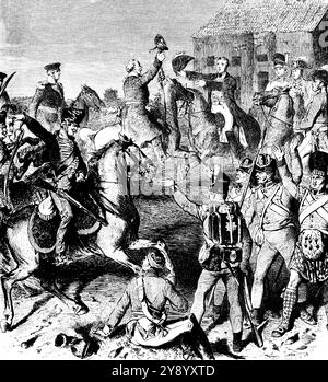 Prussian troops in the Battle of Waterloo, 1815, print, 1815 Stock ...