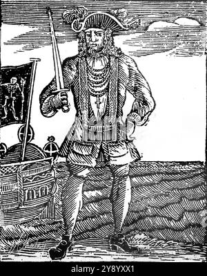 Bartholomew Roberts. Ilustration of the Welsh pirate, Bartholomew ...